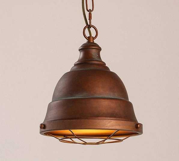 Rust Metal Pendant Light, Green Patina Metal Light, Bar Pendant Light