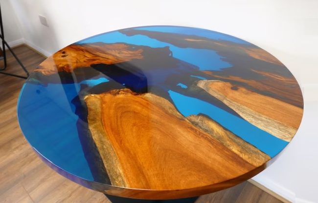Round Resin Table, Expxy, Beach, Resin Dining, Meeting, Wood Mosaic